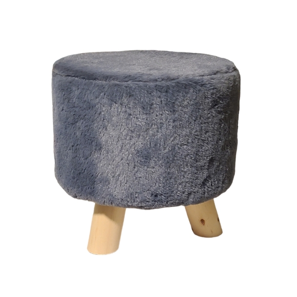 Boutique | Other | Nwt Gray Faux Fur Round Foot Rest Stool Padded Seat ...